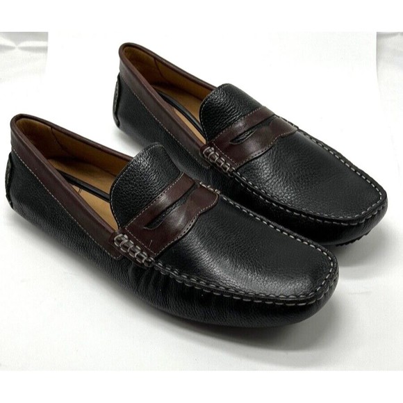 1901 | Shoes | 91 Penny Loafers Black With Brown M07915 Leather Driving ...